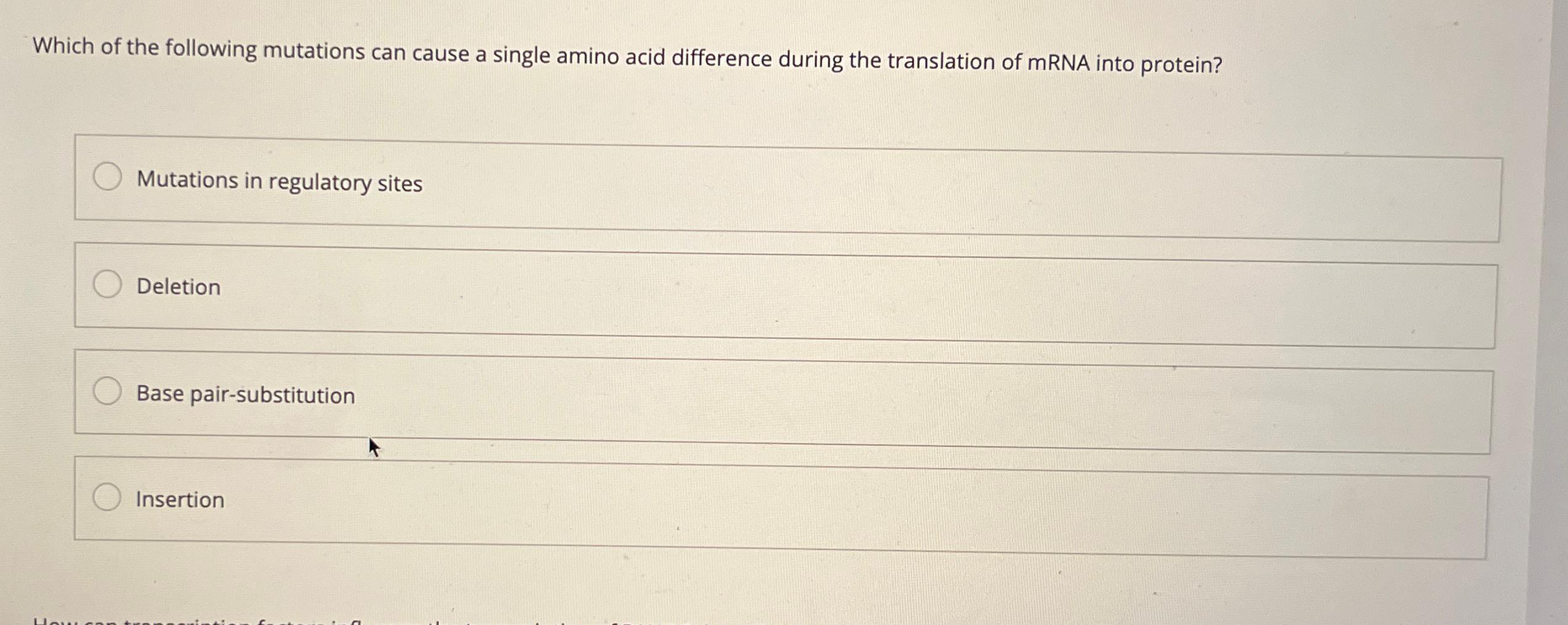Solved Which of the following mutations can cause a single | Chegg.com