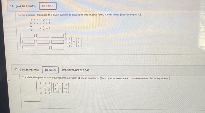 Solved 14. (-/4.46 Points) DETAILS In the exercise, | Chegg.com