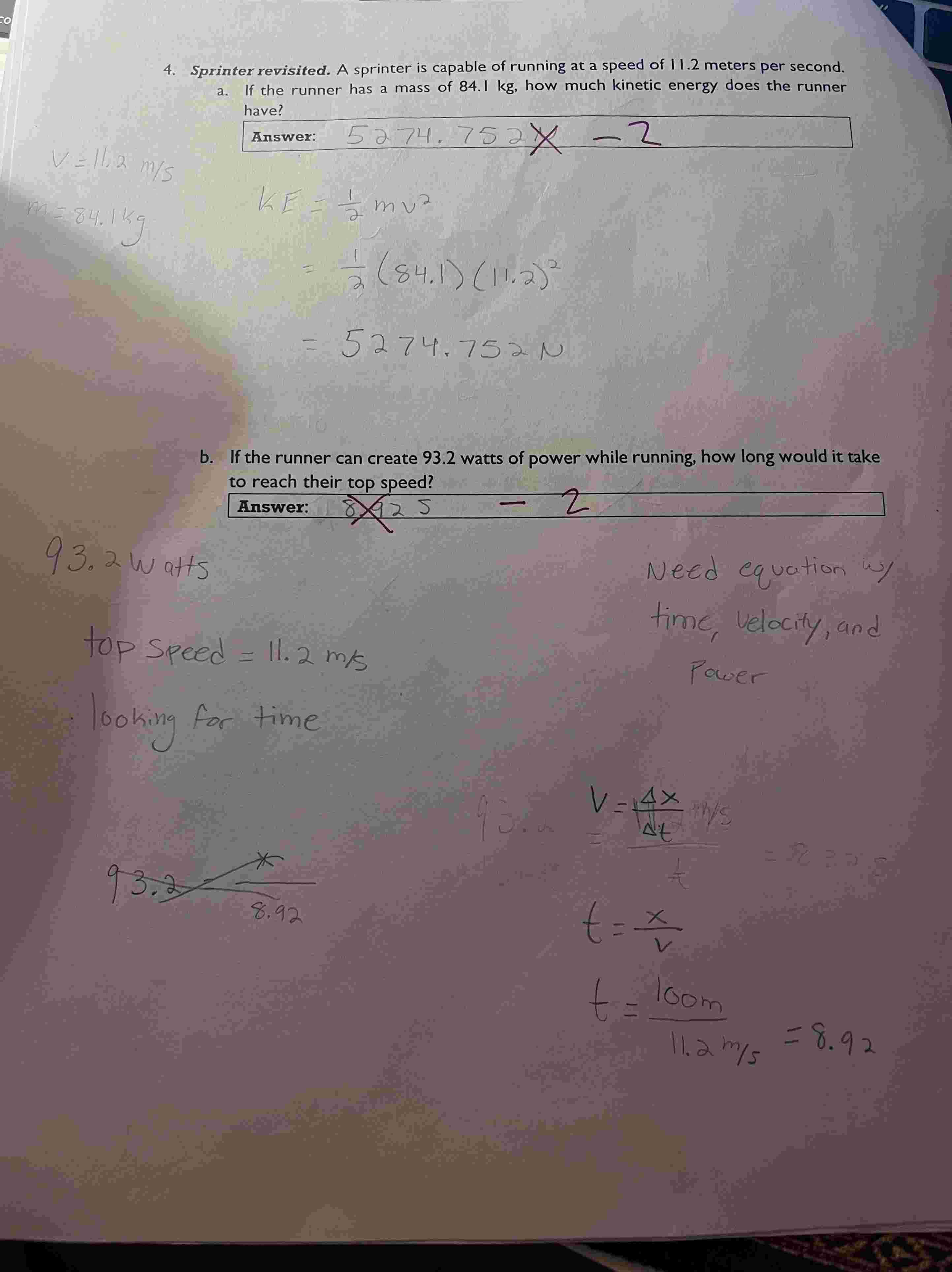 Solved Sprinter revisited. A sprinter is ﻿capable of | Chegg.com