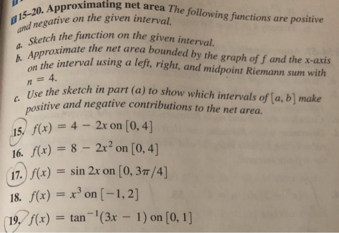 Solved 015-20. Approximating net area The following | Chegg.com
