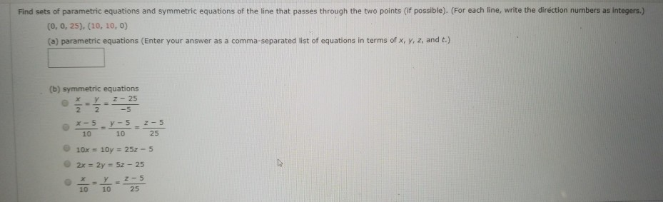 Solved Find Set Of Parametric Equations And Symmetric