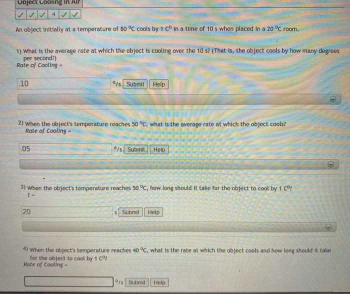 Solved Object cooling in All An object initially at a | Chegg.com