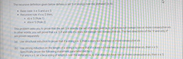 Solved The recursive definition given below defines a set of | Chegg.com