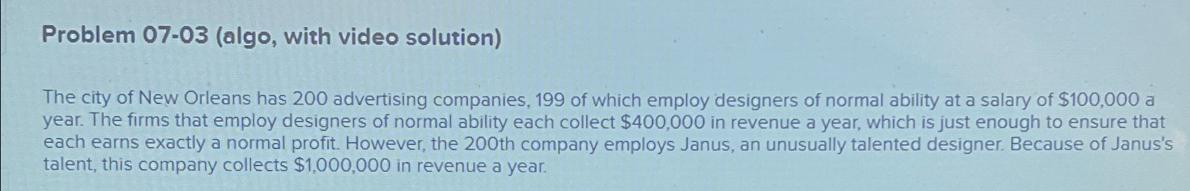 Solved Problem 07-03 (algo, ﻿with video solution)The city of | Chegg.com