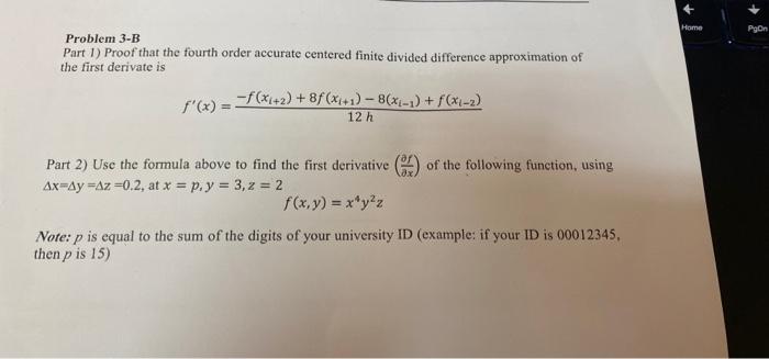 Solved Problem 3-B Part 1) Proof that the fourth order | Chegg.com