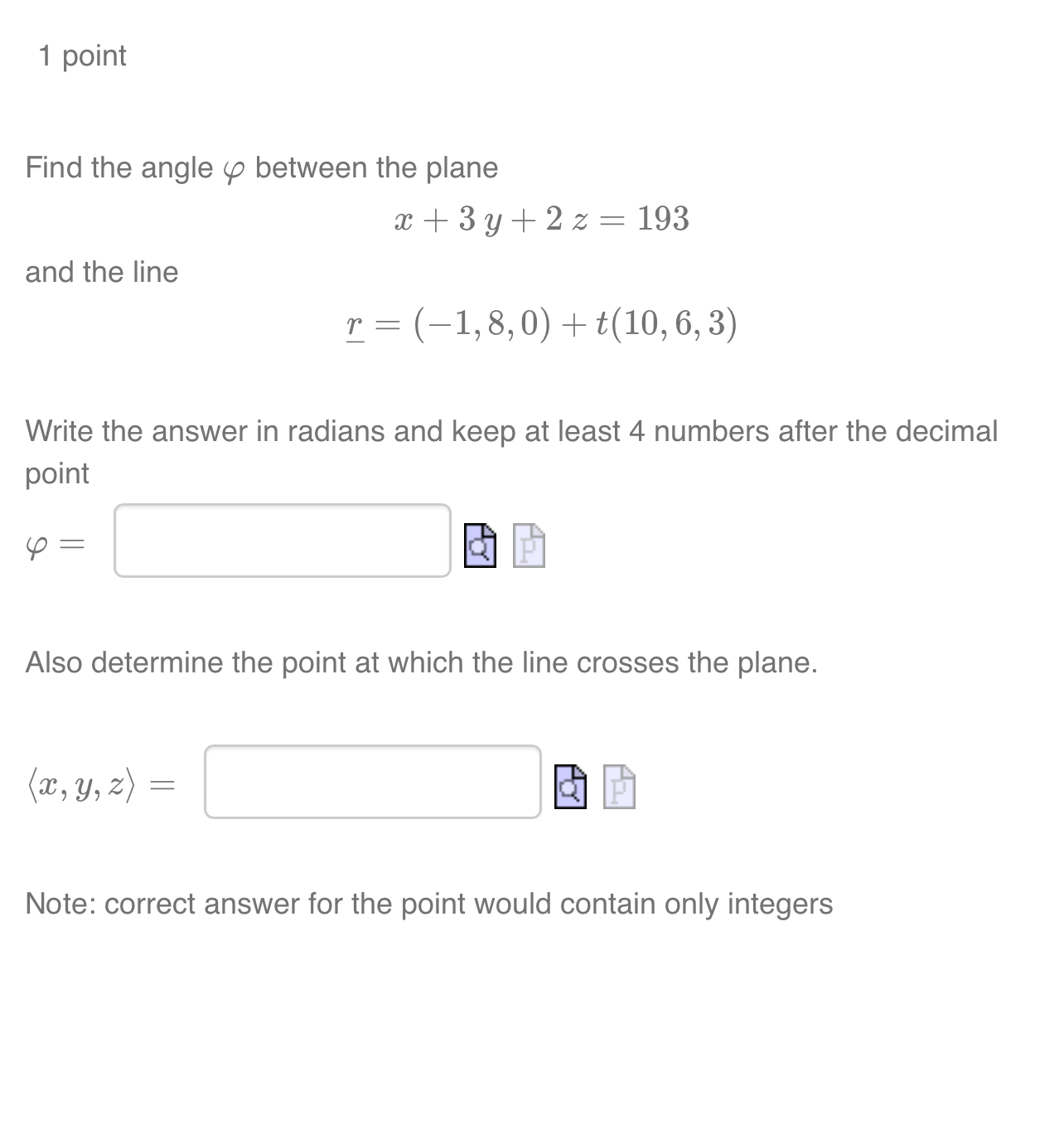 Solved 1 ﻿pointFind the angle φ ﻿between the | Chegg.com