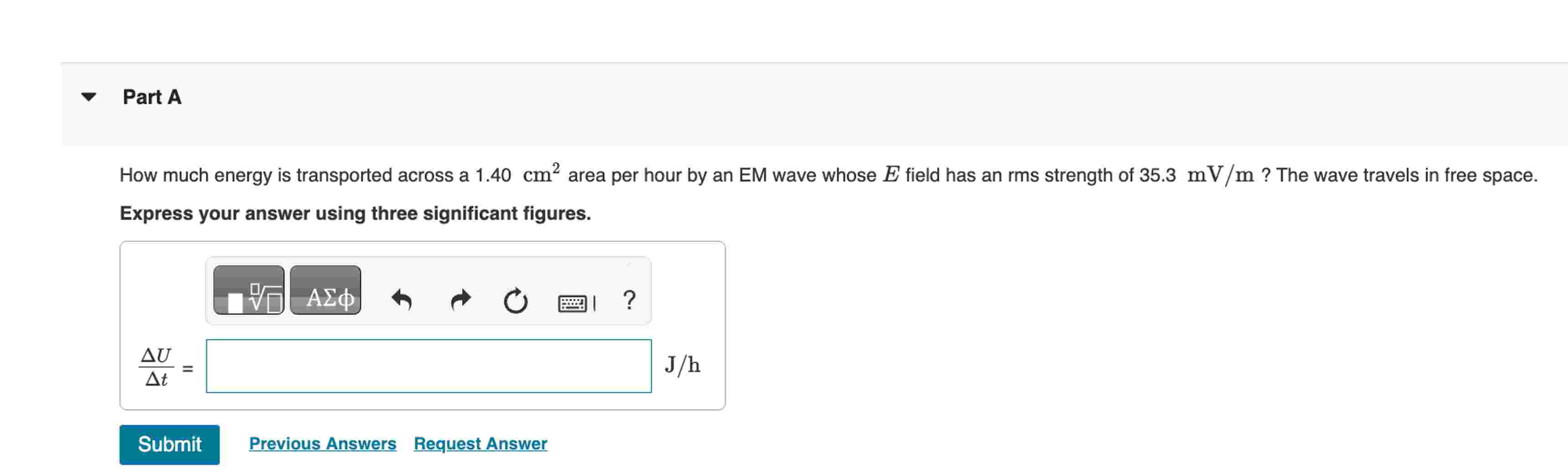 Solved Part AHow much energy is ﻿transported across | Chegg.com