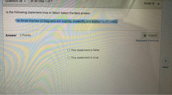 Solved Is the following statement true or false? Select the | Chegg.com