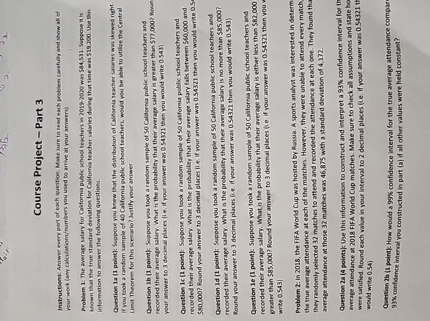 Solved Course Project - ﻿Part 3Instructions: Answer every | Chegg.com