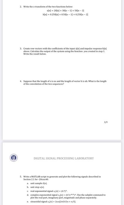 Solved 2. Write the z-transform of the two functions below: | Chegg.com