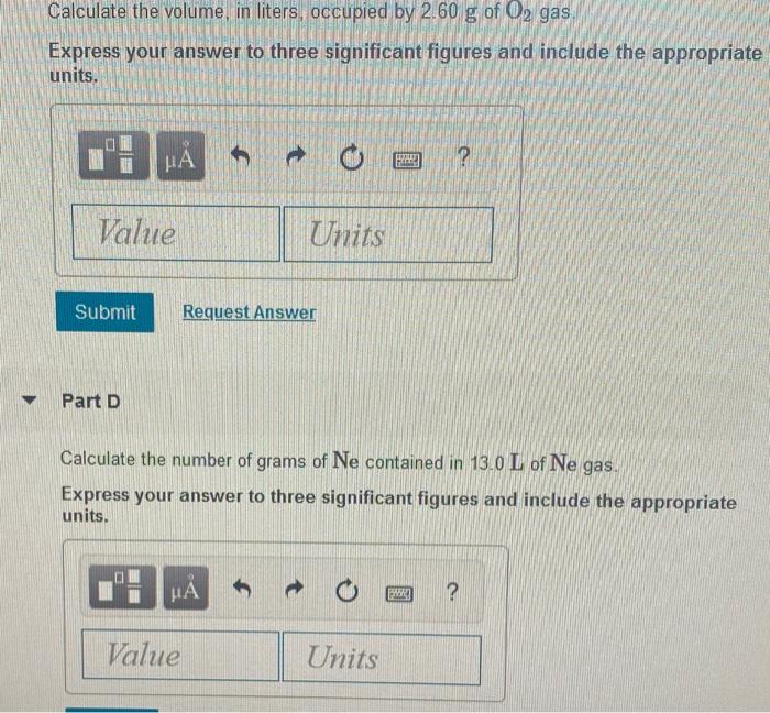 Solved Calculate the volume, in liters, occupied by 2.60 g | Chegg.com