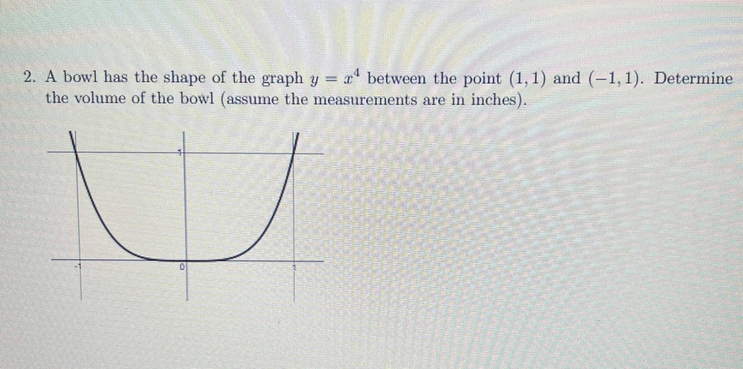 Solved A bowl has the shape of the graph y=x4 ﻿between the | Chegg.com