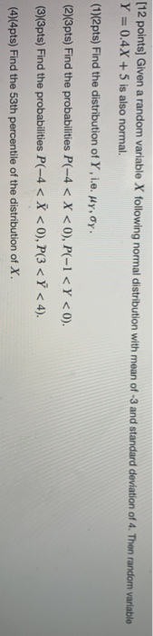 Solved [12 points) Given a random variable X following | Chegg.com