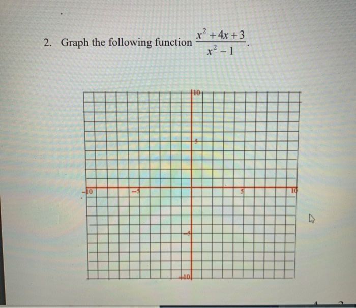 Solved x2 + 4x +3. 2. Graph the following function x-1 +10 | Chegg.com
