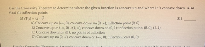 Solved Use the Concavity Theorem to determine where the | Chegg.com