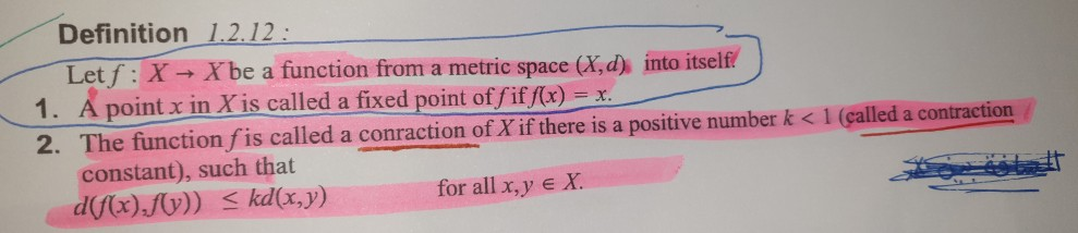 Solved prove the a contraction mapping of any metric space | Chegg.com