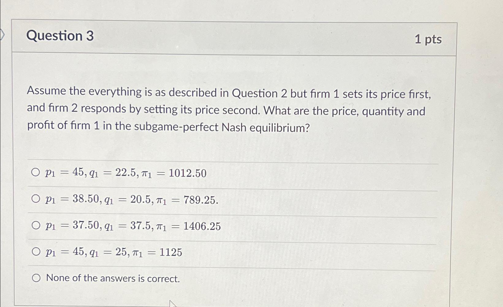 Solved Question 31 ﻿ptsAssume the everything is as described | Chegg.com