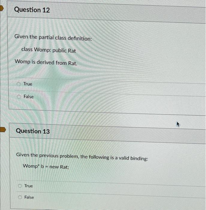 Solved Question 12 Given the partial class definition: class | Chegg.com