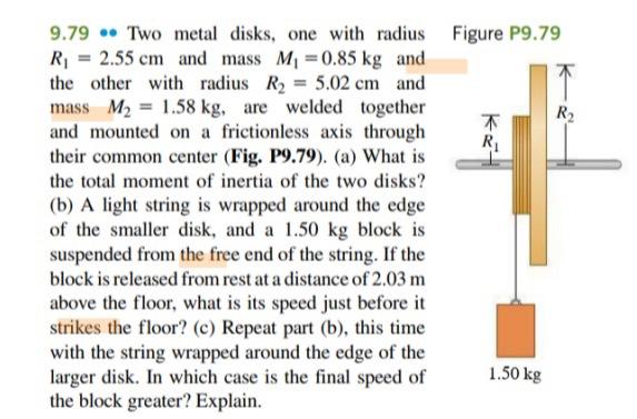 Solved 9.79 Two metal disks, one with radius R1=2.55 cm and | Chegg.com
