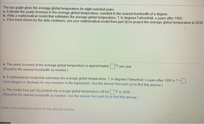 Solved The bar graph gives the average global temperature | Chegg.com