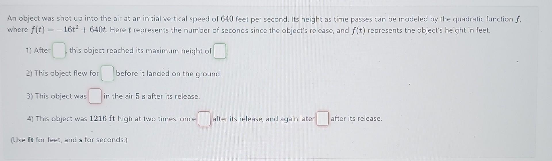 Solved An object was shot up into the air at an initial | Chegg.com