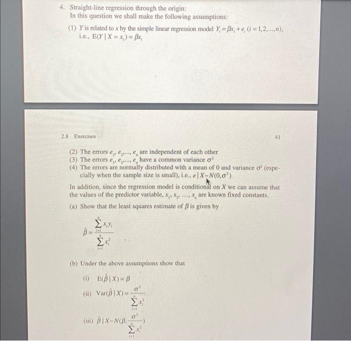 Solved 4. Straight-line regression through the origin: In | Chegg.com