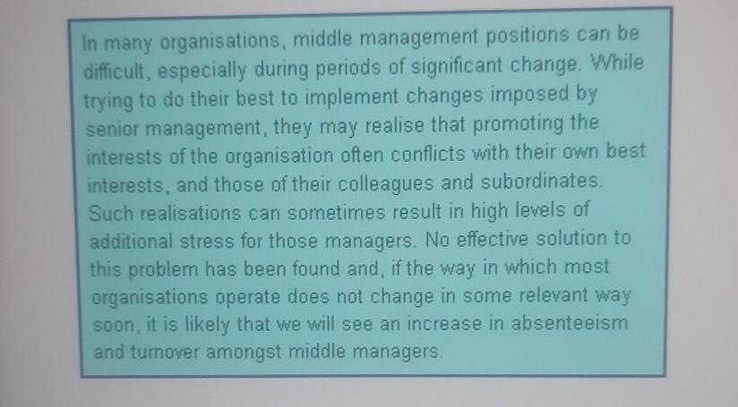 Solved In many organisations, middle management positions | Chegg.com