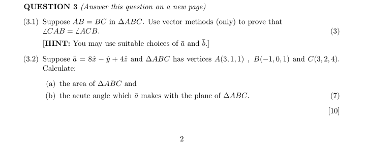 Solved (3.1) Suppose AB=BC in ABC. Use vector methods | Chegg.com