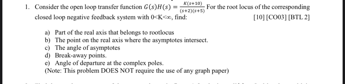 Solved Consider the open loop transfer function | Chegg.com