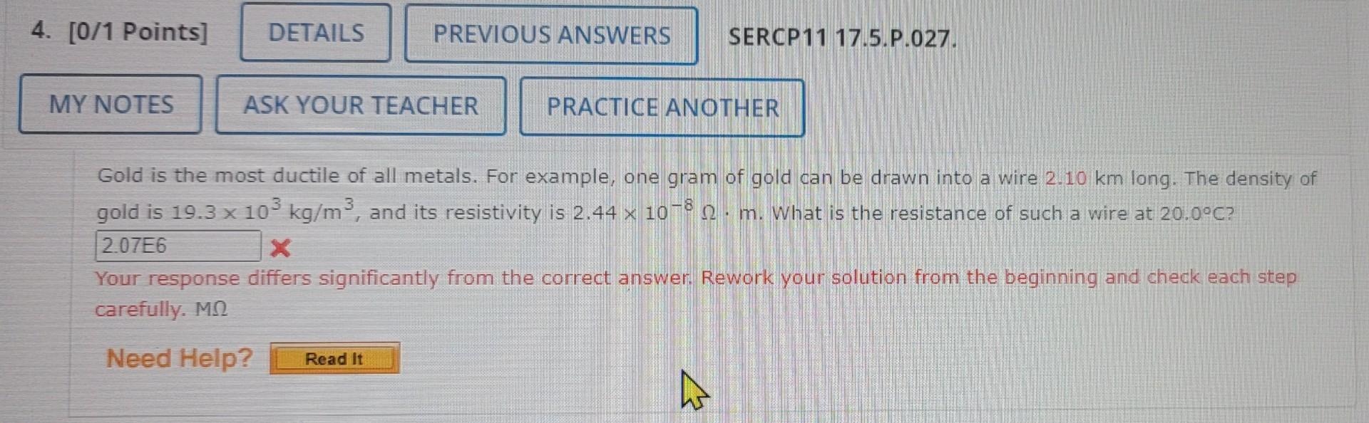 Solved Gold is the most ductile of all metals. For example, | Chegg.com