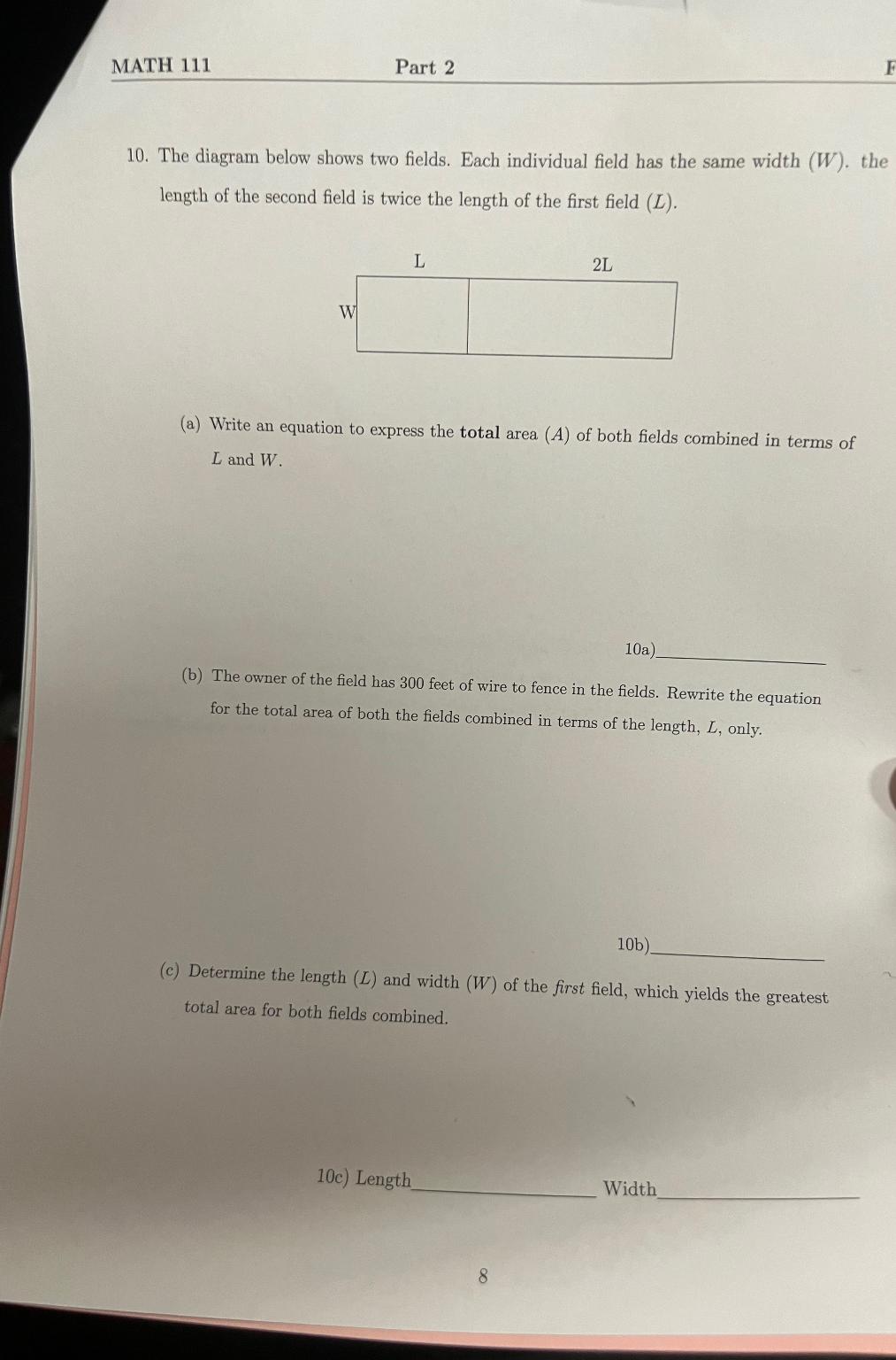 Solved MATH 111Part 210. ﻿The diagram below shows two | Chegg.com