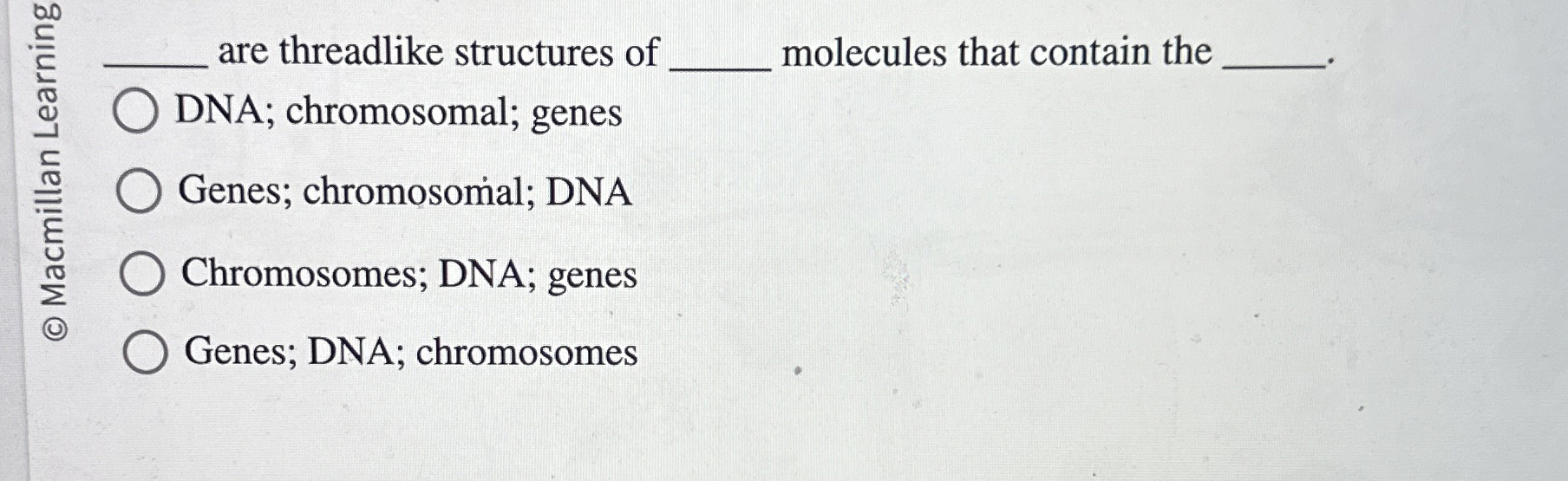 Solved are threadlike structures ofmolecules that contain | Chegg.com