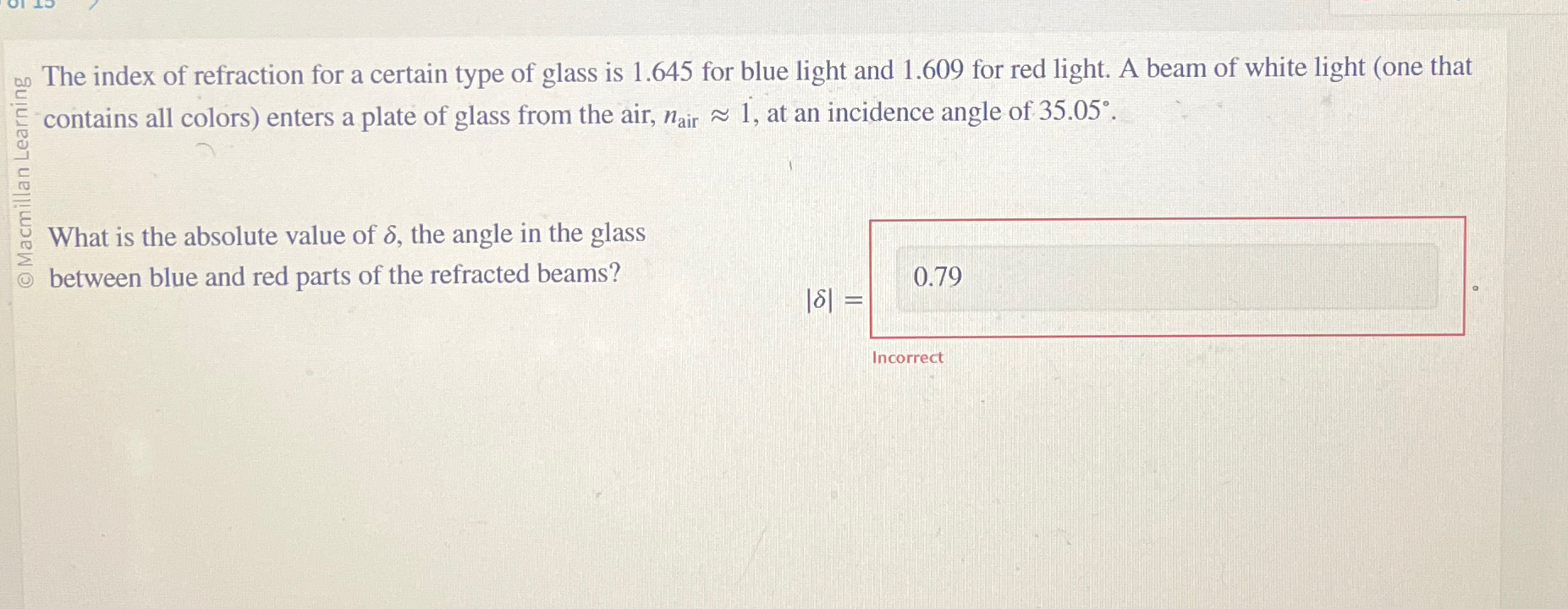 Solved The index of refraction for a certain type of glass | Chegg.com