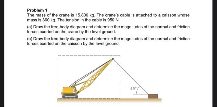 Solved Problem 1 The mass of the crane is 15,800 kg. The | Chegg.com
