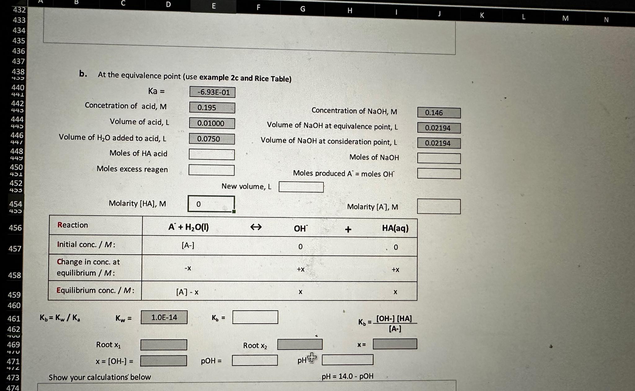 Solved b. ﻿At the equivalence point (use example 2c ﻿and | Chegg.com