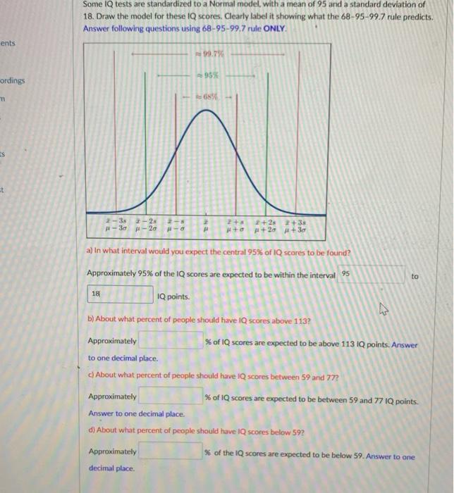 Solved Some IQ tests are standardized to a Normal model, | Chegg.com