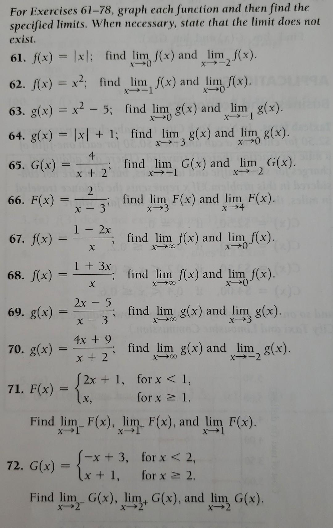 Solved x->0 For Exercises 61-78, graph each function and | Chegg.com