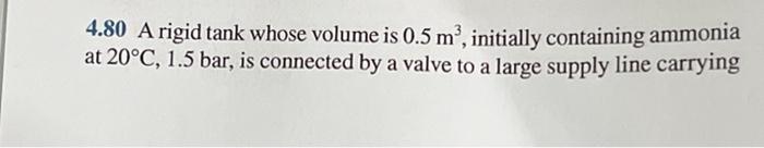 Solved 4.80 A rigid tank whose volume is 0.5 m3, initially | Chegg.com