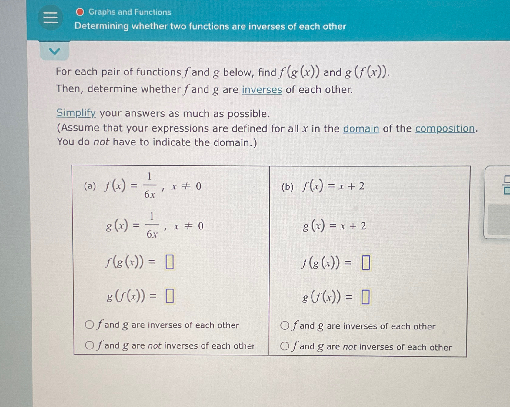 Solved Graphs and FunctionsDetermining whether two functions | Chegg.com