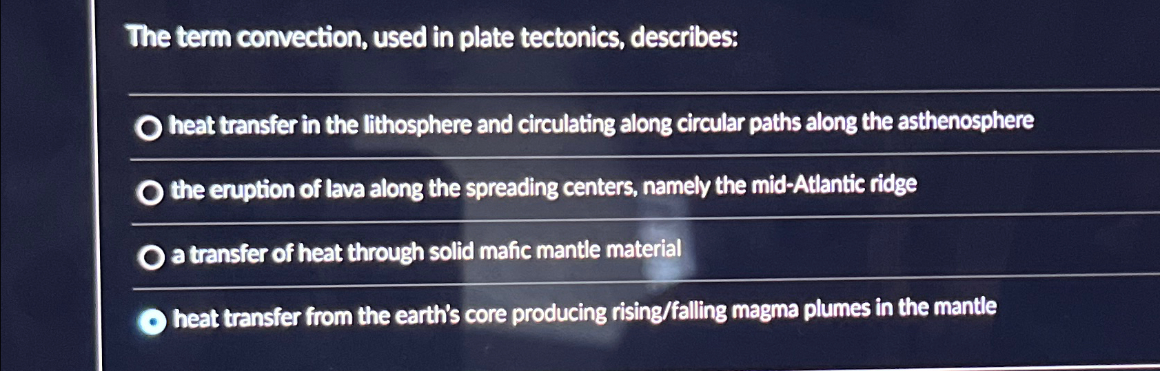 Solved The term convection, used in plate tectonics, | Chegg.com
