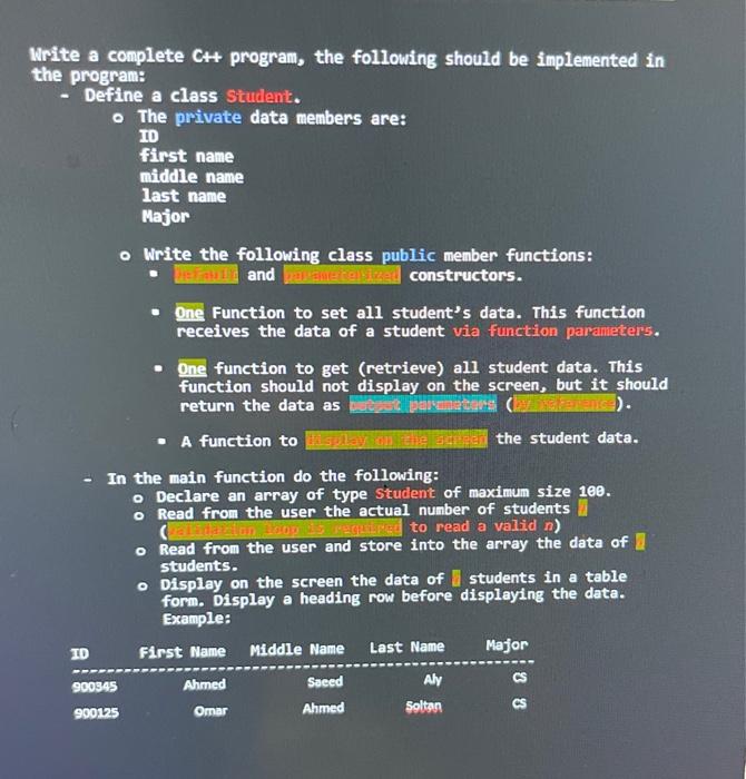 Solved Nrite a complete C+t program, the following should be | Chegg.com Solved Nrite a complete C+t program, the following should be | Chegg.com