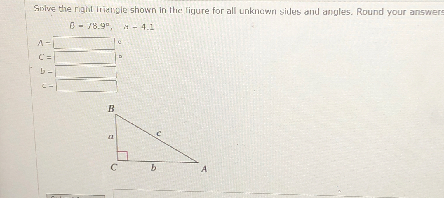 Solved Solve the right triangle shown in the figure for all | Chegg.com