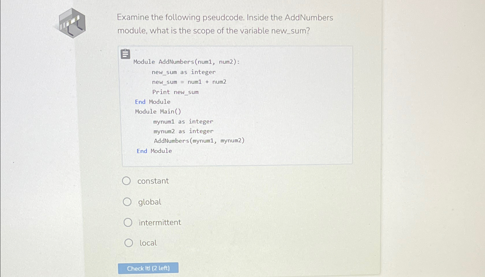 Solved Examine The Following Pseudcode Inside The