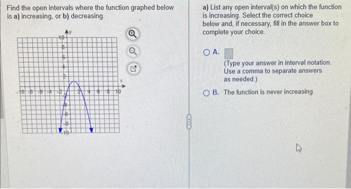 Solved Find the open intervals where the function graphed | Chegg.com