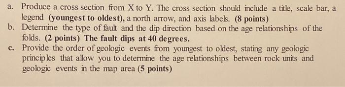 Solved a. Produce a cross section from X to Y. The cross | Chegg.com
