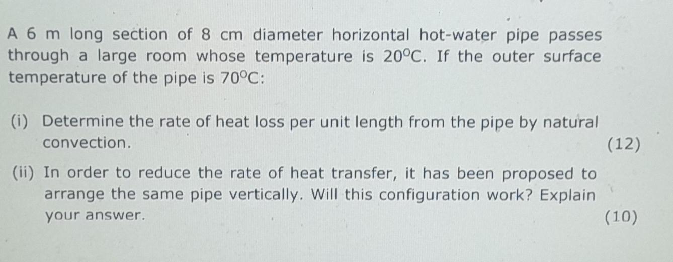 Solved A 6 m long section of 8 cm diameter horizontal | Chegg.com