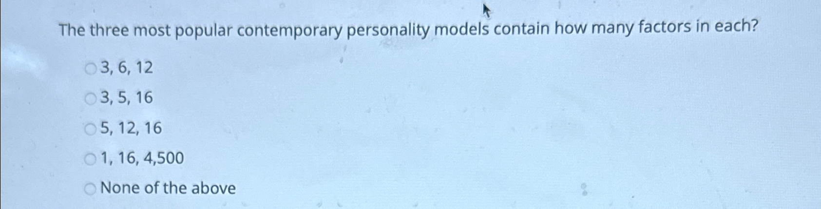 Solved The three most popular contemporary personality | Chegg.com
