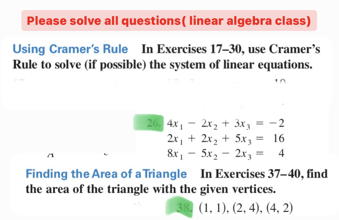 Solved Please solve all questions( ﻿linear algebra | Chegg.com