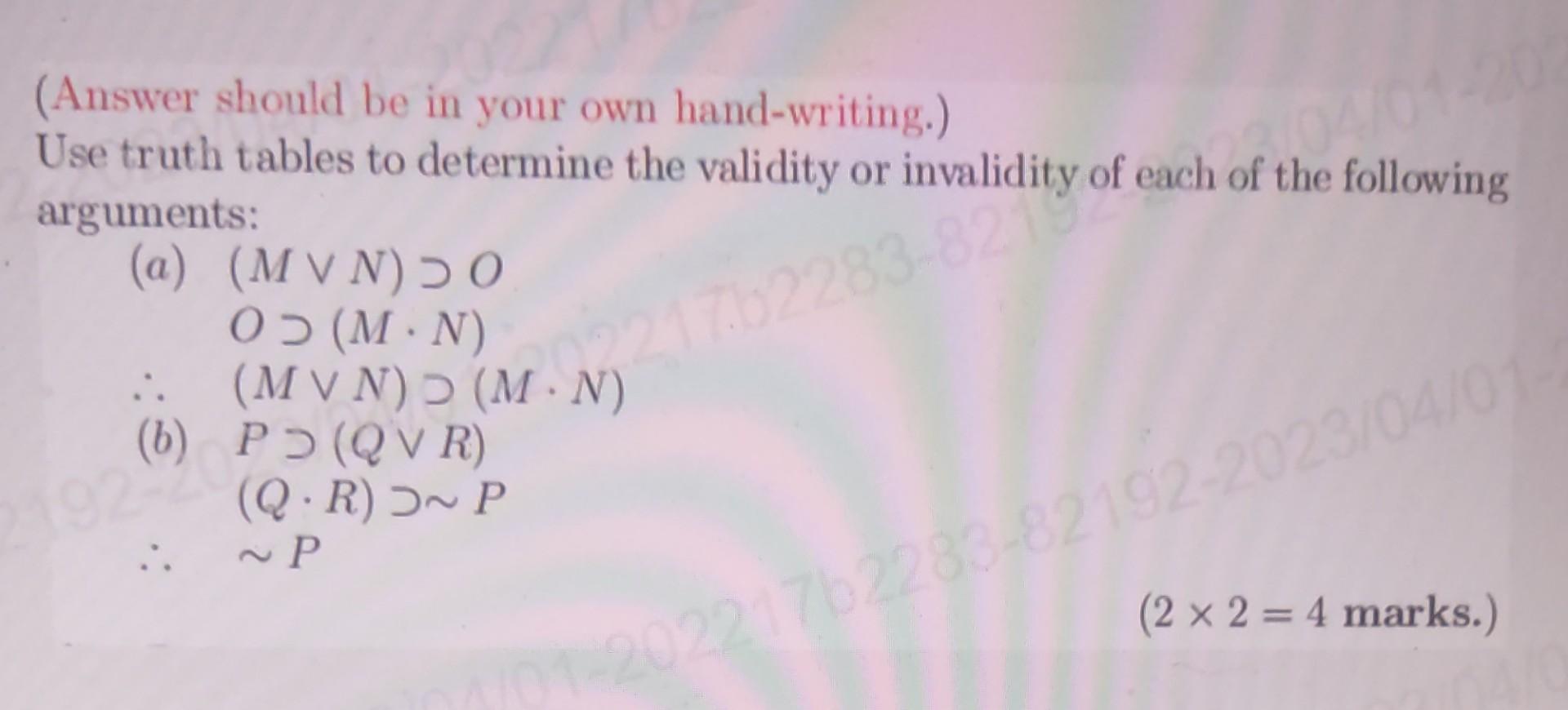 (Answer should be in your own hand-writing.) Use | Chegg.com