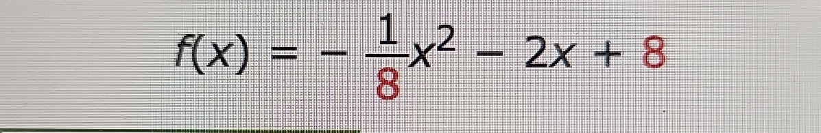 Solved f(x)=-18x2-2x+8find the axis of symmetry | Chegg.com